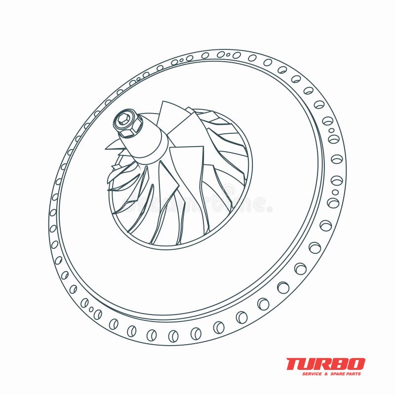 Outline of Turbocharger Compressor Wheel. Vector Illustration Stock ...