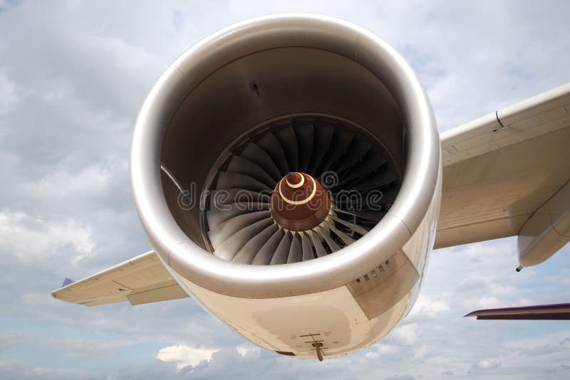 Airplane turbo fan engine stock image. Image of front - 37790401
