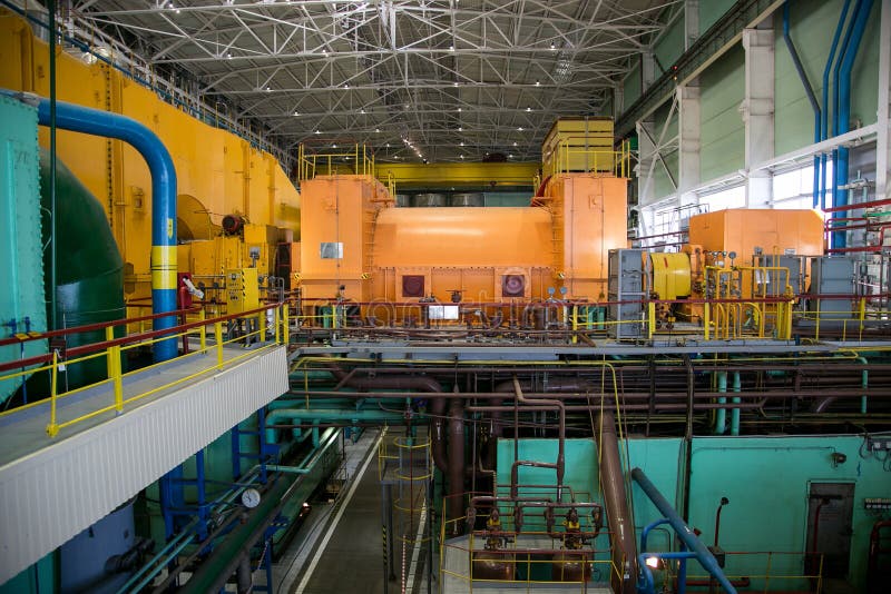 Turbo Generator at the Machinery Room of Nuclear Power Plant Stock ...