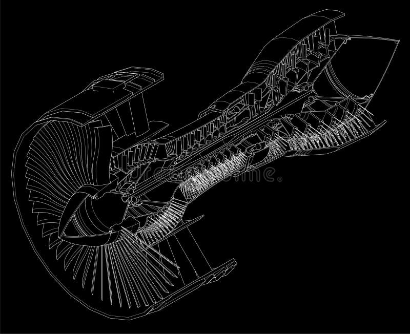 Jet Engine Aircraft. Computer Illustration in the Style of Hand Drawing ...