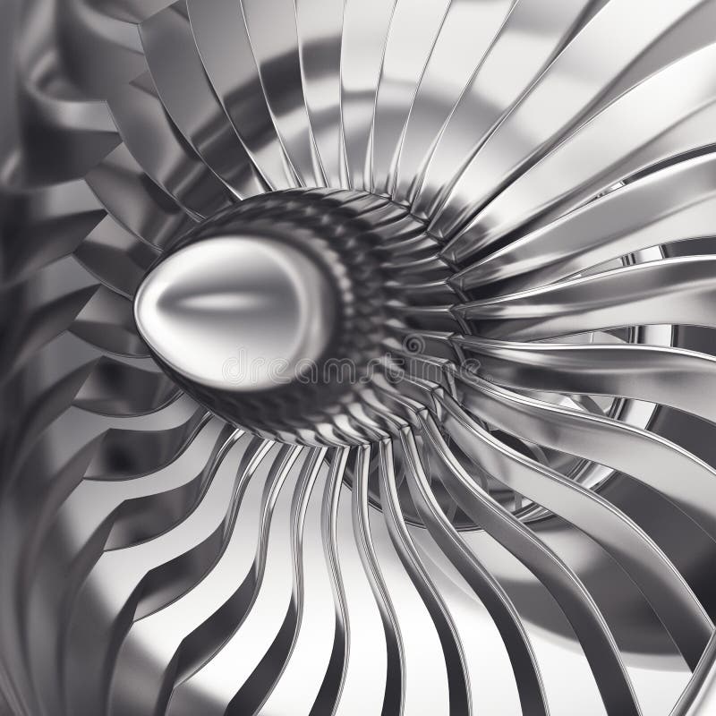 Turbo-jet Engine of the Plane, Close Up. 3d Rendering Stock ...