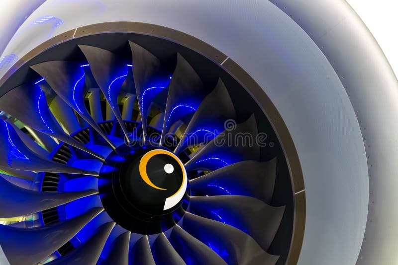 Turbo-jet Engine of the Plane on Close Up Stock Image - Image of chrome ...