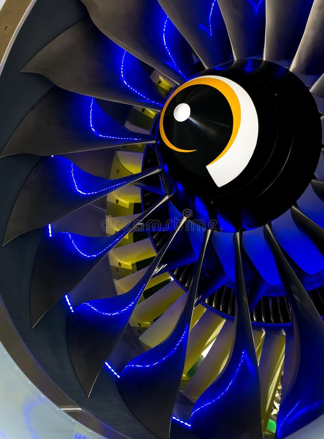 Turbo-jet Engine of the Plane on Close Up Stock Image - Image of golden ...