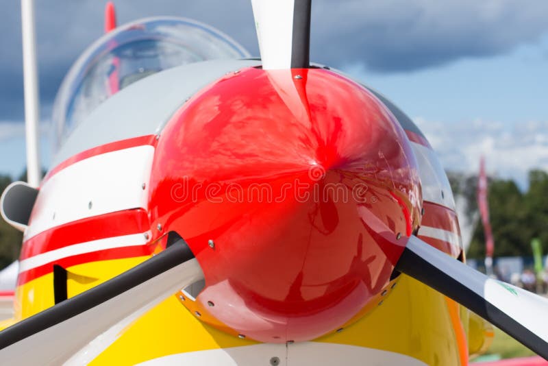 Turbo-jet Engine Red of a Close-up of a Light-engine Aircraft. Stock ...