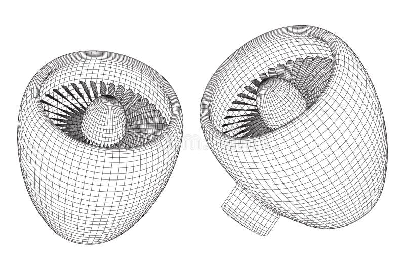 Turbo jet engine vector stock vector. Illustration of blueprint - 117935432