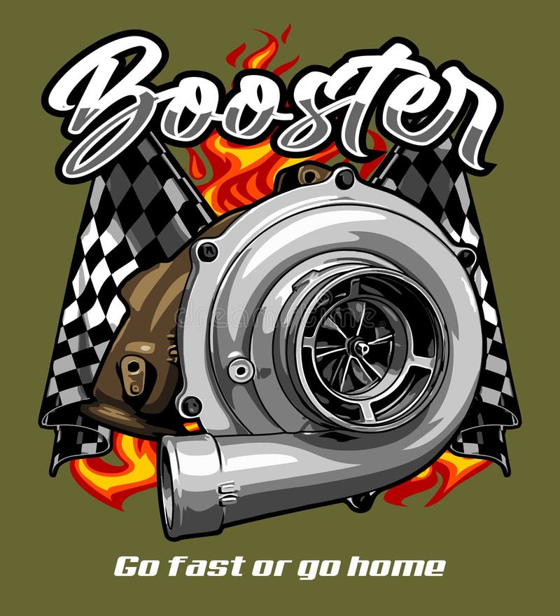 Turbo Kit and Racing Flag on Fire Stock Vector - Illustration of iron ...