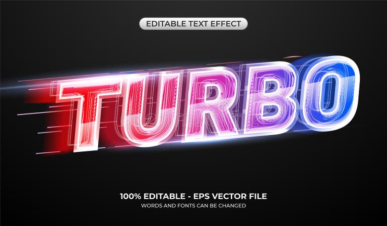 Turbo Light Text Effect. Editable Speed Automotive Text Effect with ...