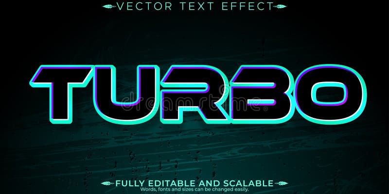 Turbo Text Effect, Editable Fast and Race Customizable Font Style Stock ...