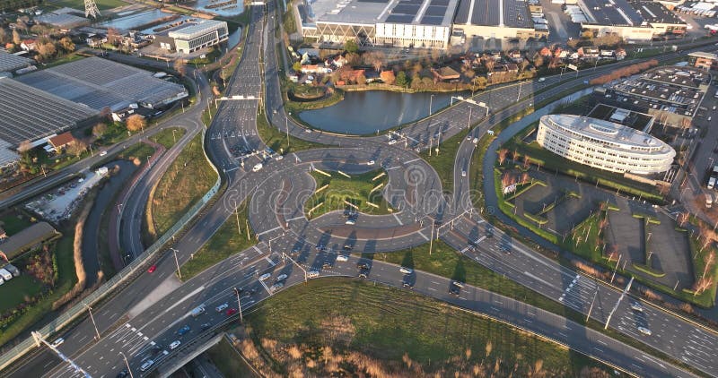 Turbo Traffic Square Roundabout, Westerleeplein in Maasdijk. Aerial ...