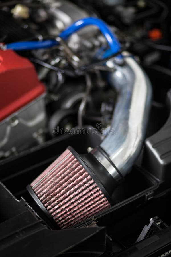 Air Filter with Turbocharger in Racing Car Engine Stock Image - Image ...