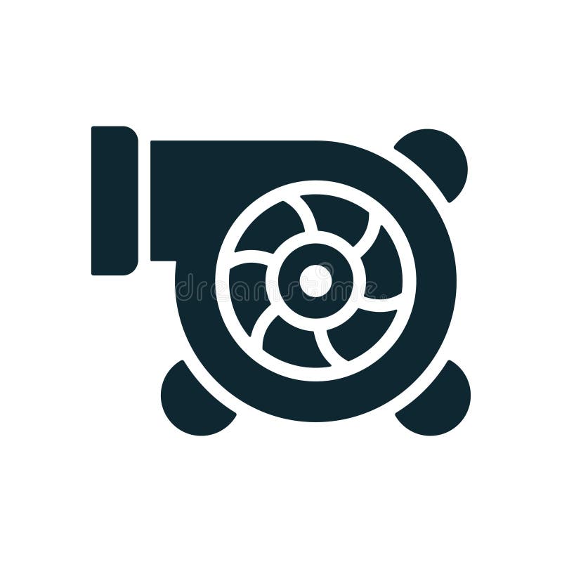 Turbocharger Glyph Icon on White Background. Vector Illustration. Stock ...