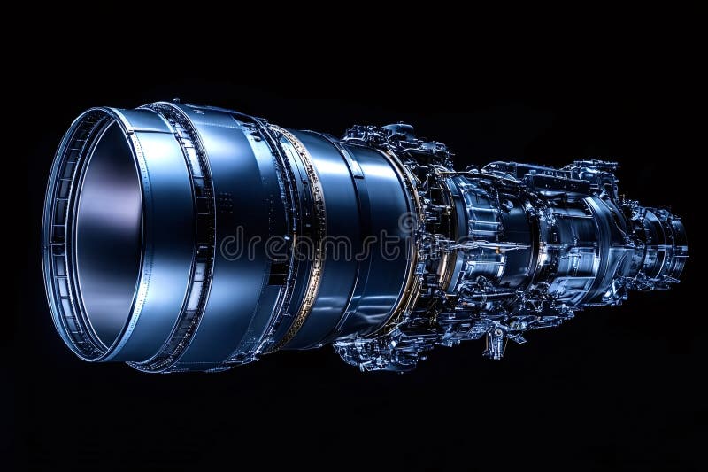 Turbofan Engine Demonstrating Power and Engineering Prowess on Black ...