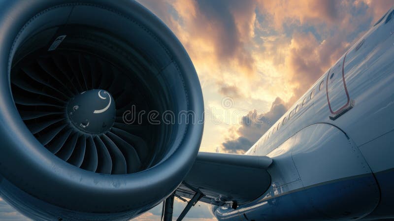 A Turbofan Engine of a Passenger Aircraft Stock Image - Image of ...