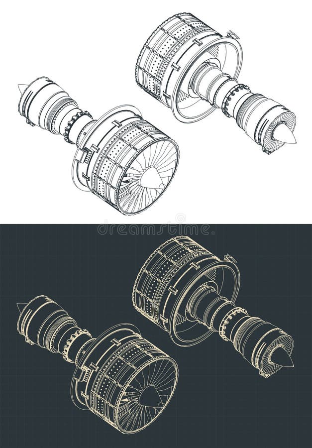 Turbofan Engine Isometric Drawing Stock Illustrations – 2 Turbofan ...