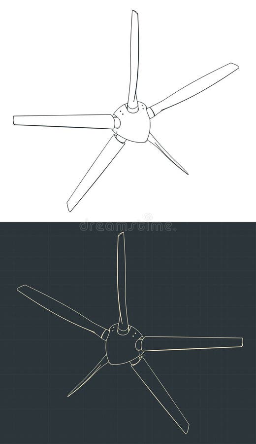 Turboprop-engine Propeller Isometric Blueprints Stock Vector ...