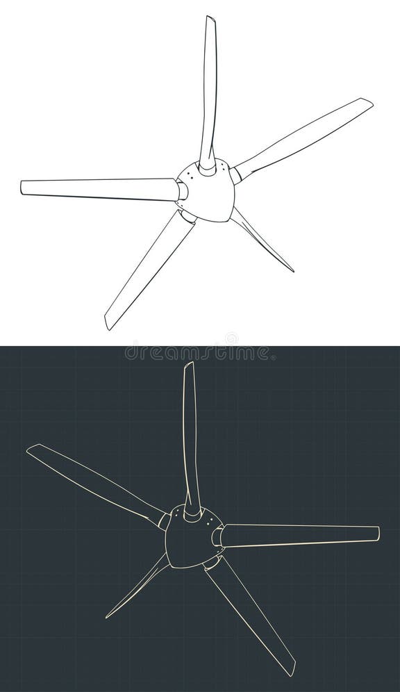 Turboprop-engine Propeller Isometric Blueprints Stock Vector ...