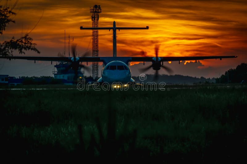 Turboprop Passenger Airplane. Stock Photo - Image of twin, winair: 35440164