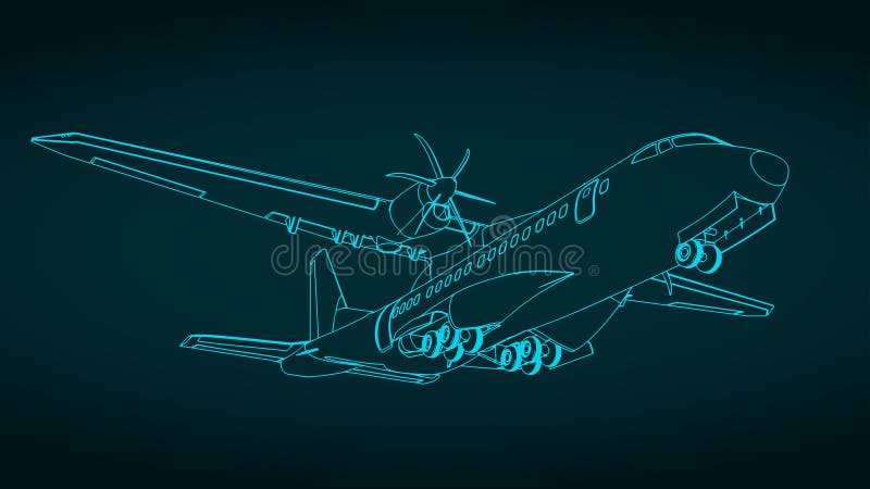 Turboprop Transport Aircraft Illustration Stock Vector - Illustration ...