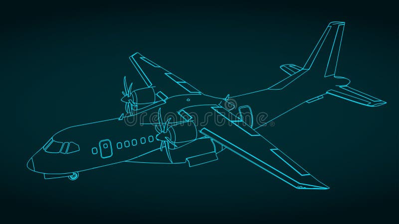 Turboprop Transport Aircraft Sketch Stock Vector - Illustration of ...