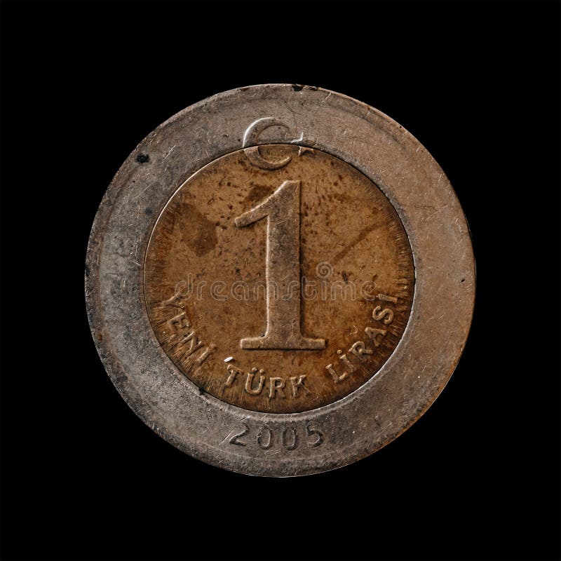 Turca 1 Lira Sobre Fondo Negro Imagen de archivo - Imagen de dinero ...