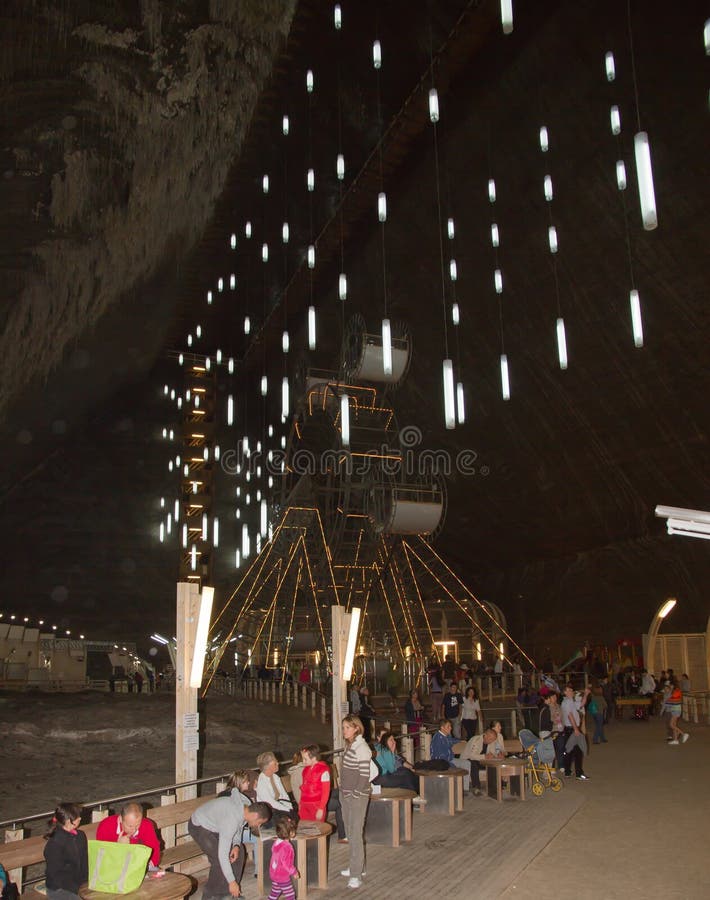 Turda Salt mine editorial stock image. Image of equipment - 21350764