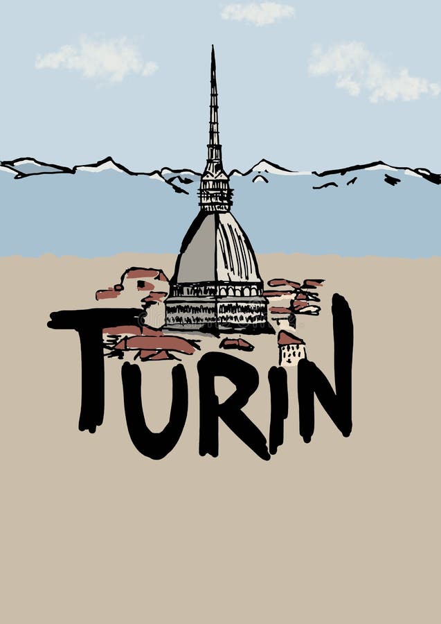 Sketch Of Turin Skyline Isolated Stock Illustration - Illustration of ...