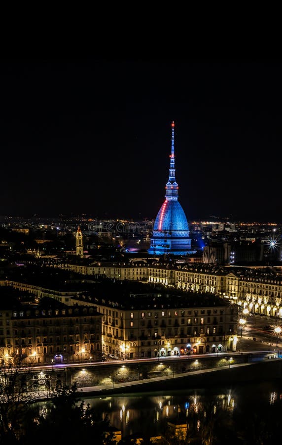 Turin by night stock photo. Image of illuminated, symbol - 141166460