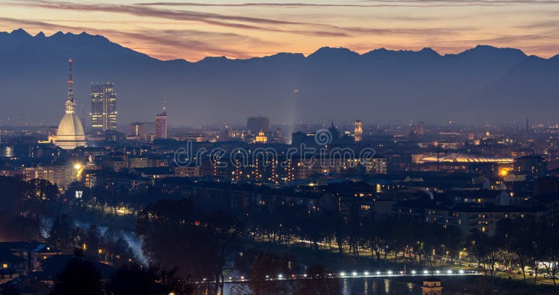 Turin Torino Beautiful Landscape with Mole Antonelliana Stock Image ...