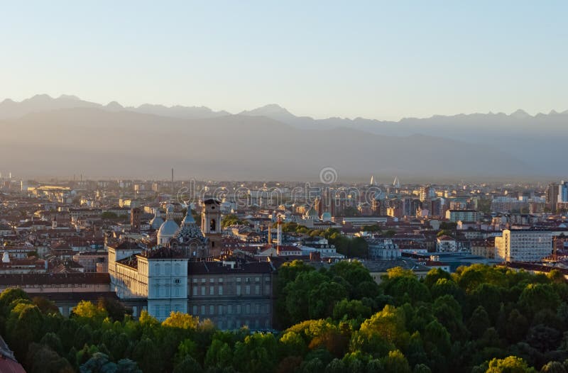 Turin (Torino), Italy, Panoramic View on Royal Pal Stock Image - Image ...