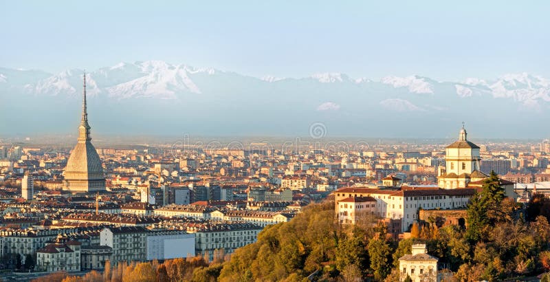 Turin (Torino), Panorama with the Alps Stock Photo - Image of hill ...