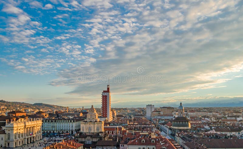 Turin (Torino), Panorama from the Bell Tower Stock Image - Image of ...