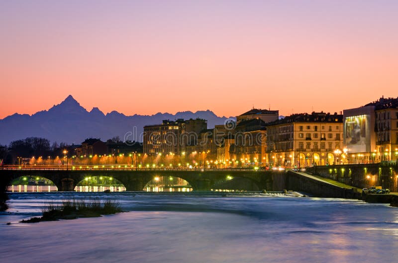 Turin (Torino), River Po and Monviso Stock Photo - Image of monviso ...