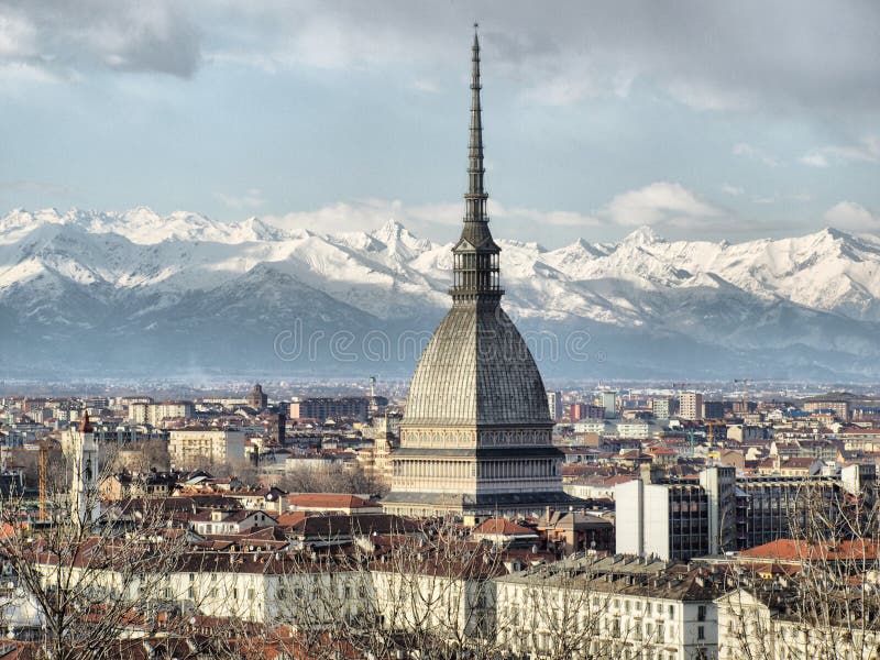 Turin (Torino), High Definition Panorama at Twilight Stock Photo ...