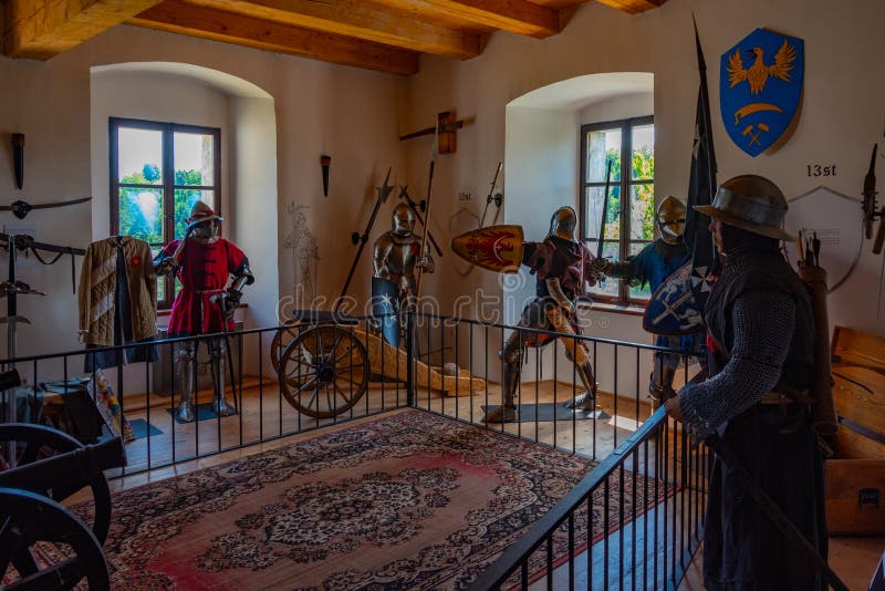 Turjak, Slovenia, 24 June 2023: Weaponry at the Turjak Castle in ...