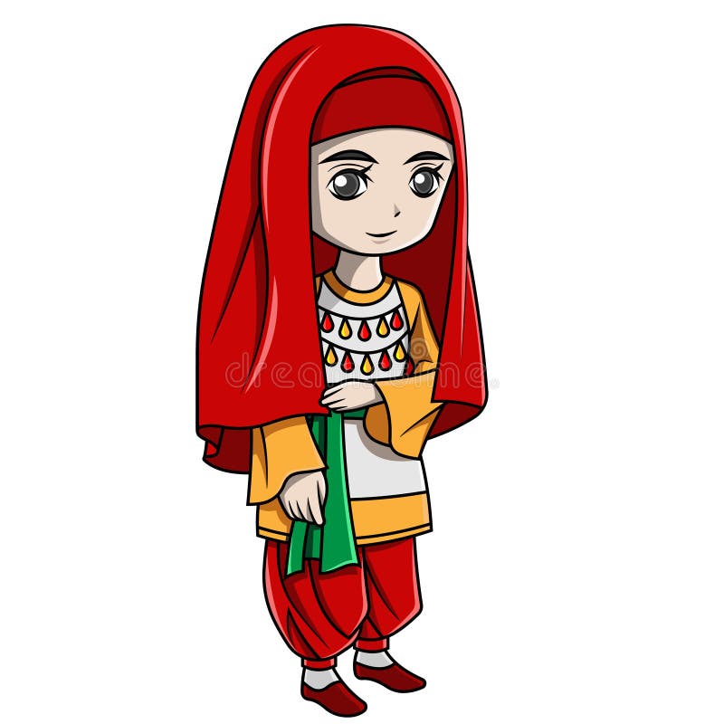 Cartoon Girl Wearing Turkish Costume Stock Vector - Illustration of ...
