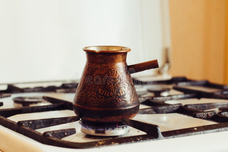 Turka with Coffee on the Gas Stove Stock Image - Image of fixture ...