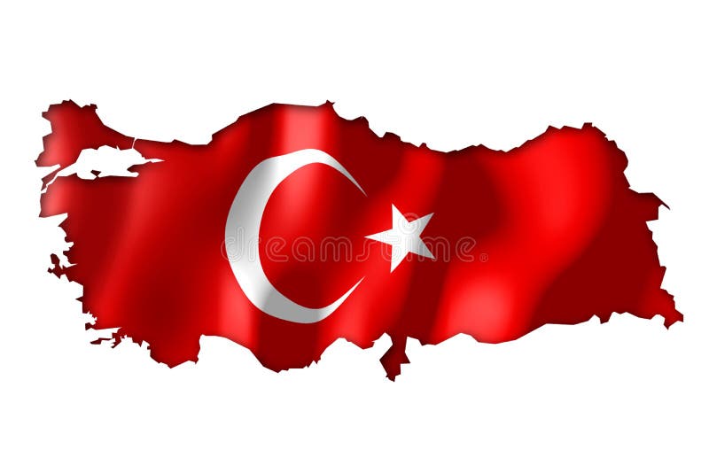 Turkey - Country Flag and Border Shape Stock Illustration ...