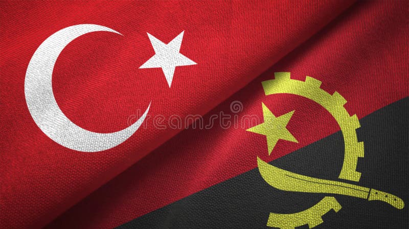 Turkey and Angola Two Flags Textile Cloth, Fabric Texture Stock ...