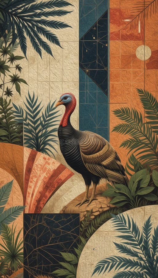 Turkey . Animal Illustration . Oil Paint . Printable Pattern for Wall ...