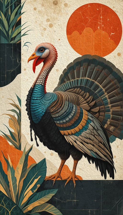Turkey . Animal Illustration . Oil Paint . Printable Pattern for Wall ...