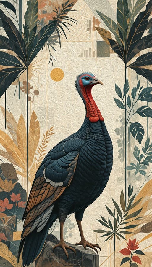 Turkey . Animal Illustration . Oil Paint . Printable Pattern for Wall ...