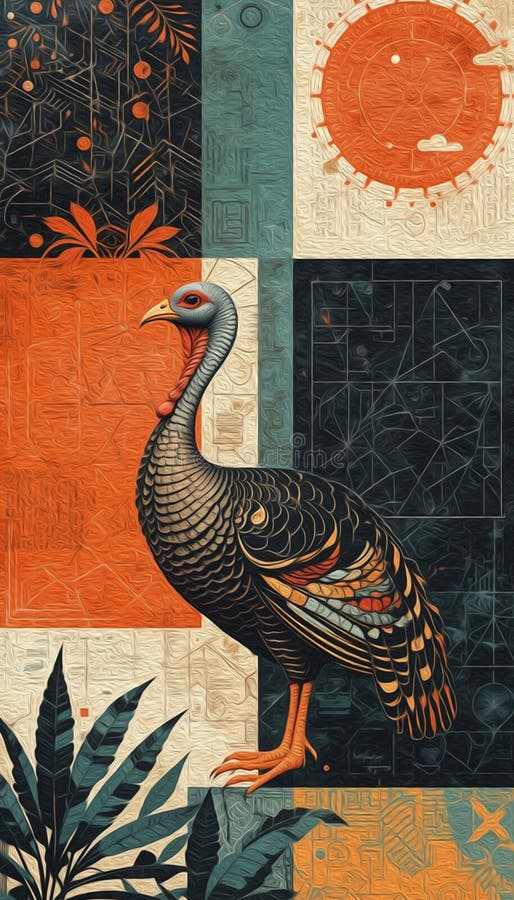 Turkey . Animal Illustration . Oil Paint . Printable Pattern for Wall ...