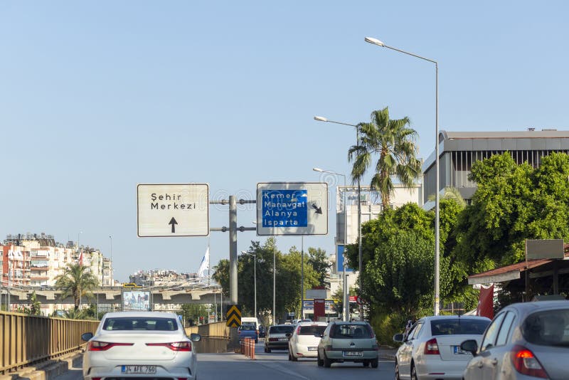 Turkey / Antalya City Road Signs Editorial Stock Image - Image of ...