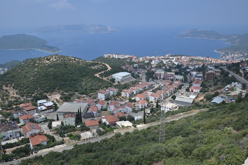 Turkey Antalya Kas Panorama Seyirlik 360 Town View Stock Image - Image ...