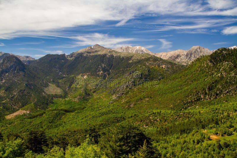 Turkey / Antalya a Small Village among the Forested Mountains Stock ...