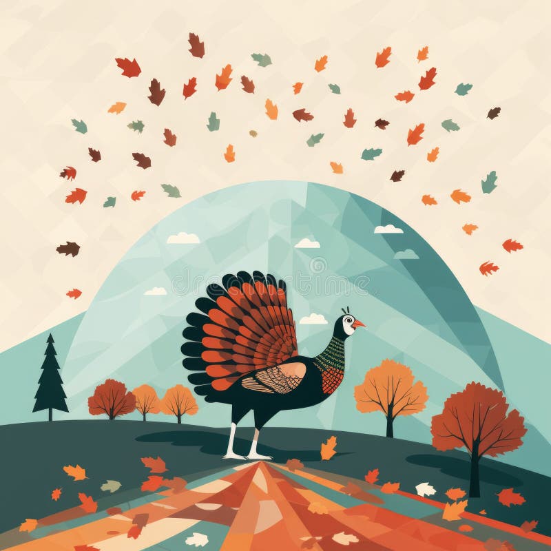 Turkey in Autumn Landscape with Autumn Leaves and Trees Stock ...