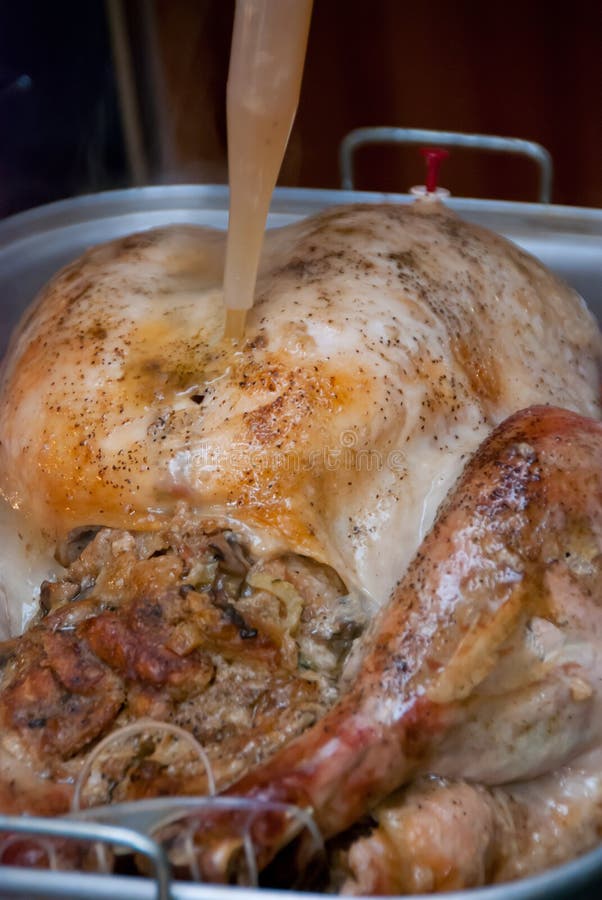 Basting a Thanksgiving Day Turkey Stock Photo - Image of tender, bake ...