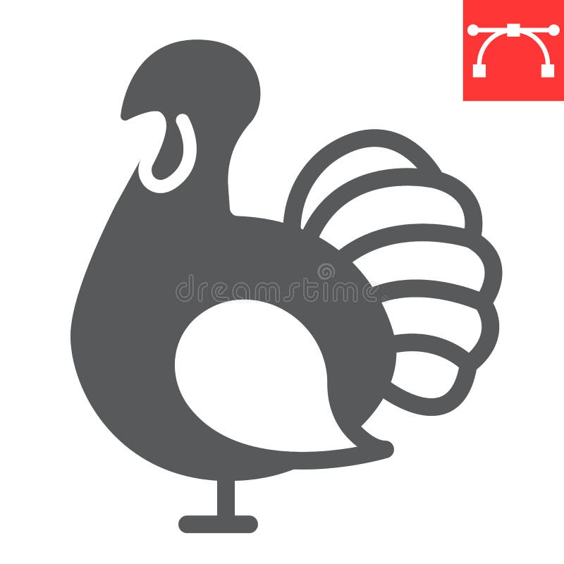 Turkey Bird Glyph Icon, Thanksgiving and Poultry, Turkey Bird Sign ...