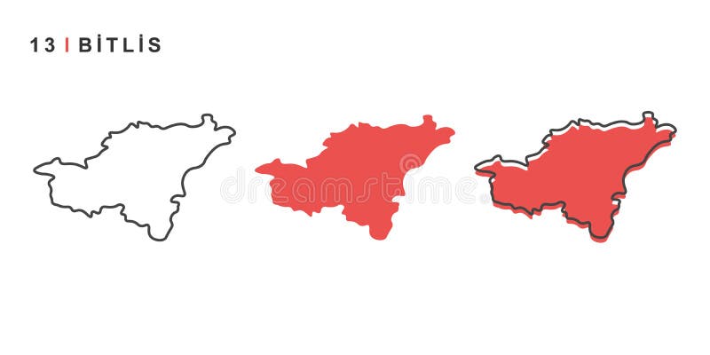 Turkey, Bitlis City Map. Simple Vector Illustration Isolated on a White ...