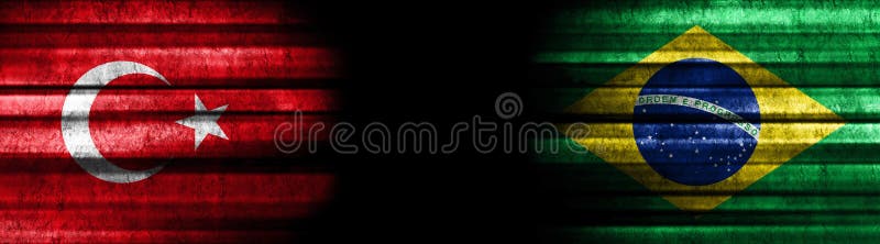 Turkey and Brazil Flags on Black Stock Illustration - Illustration of ...